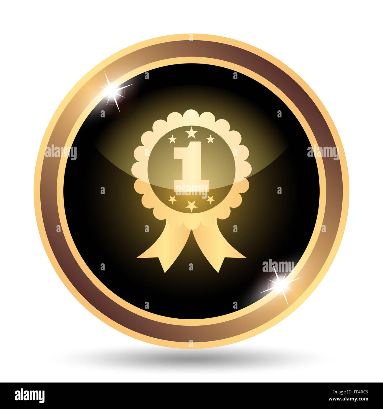 First prize ribbon icon. Internet button on white background Stock ...