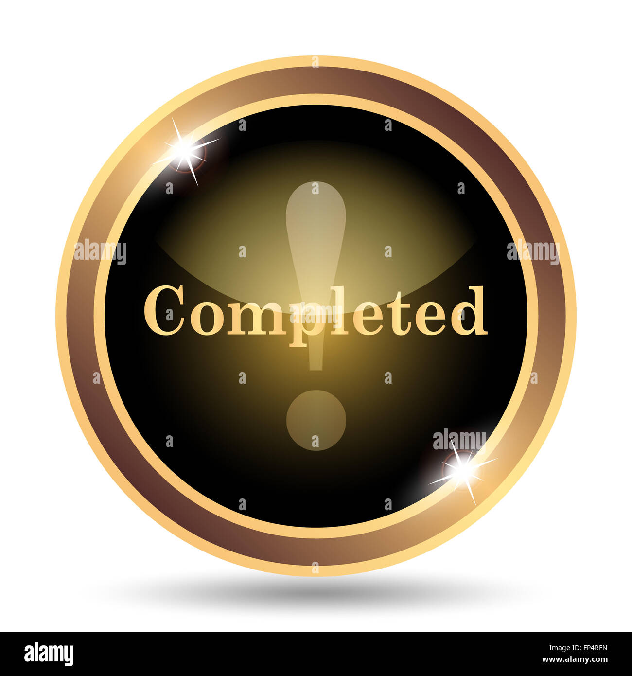 Completed icon. Internet button on white background Stock Photo - Alamy