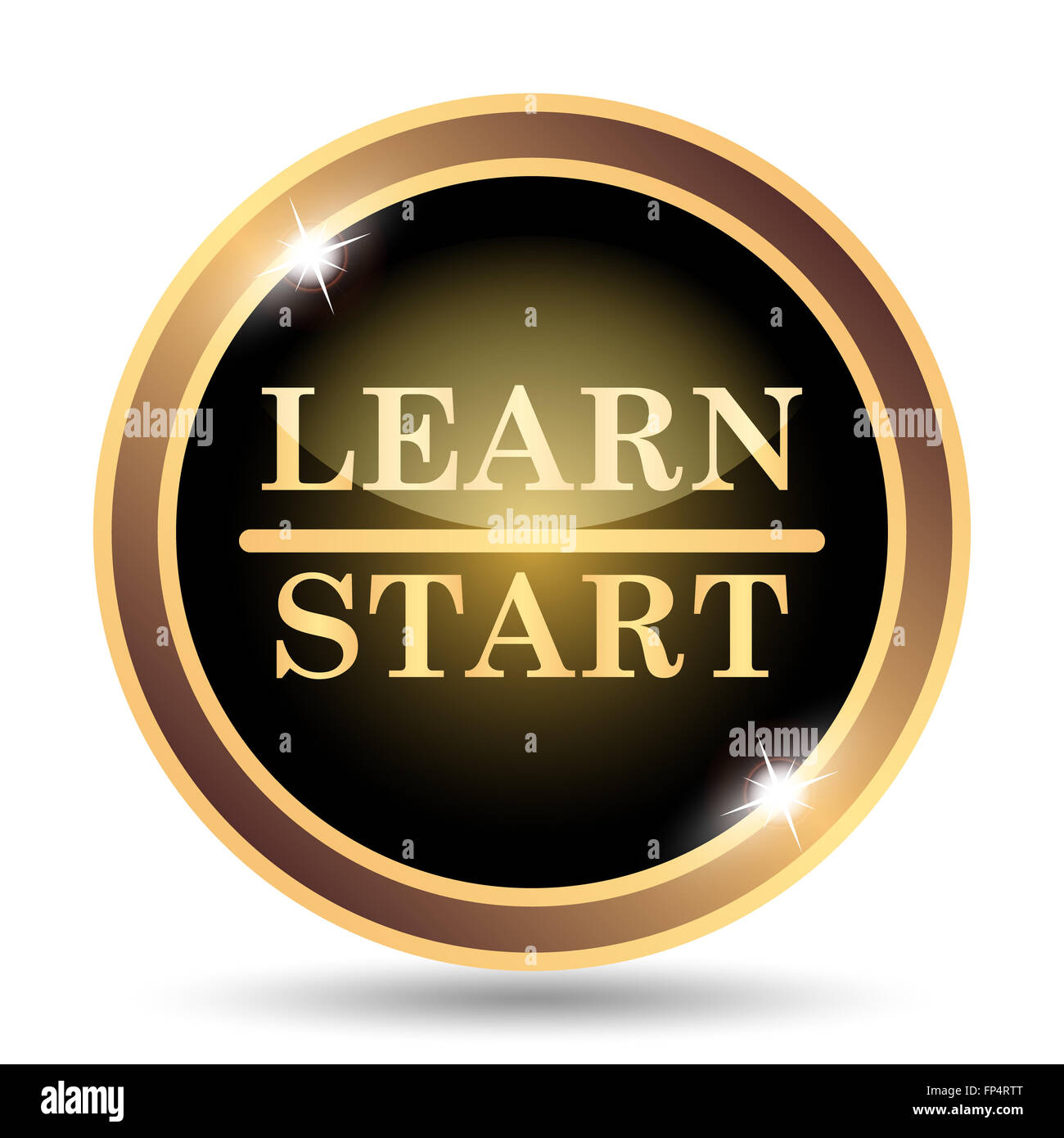 Start learn icon. Internet button on white background Stock Photo - Alamy