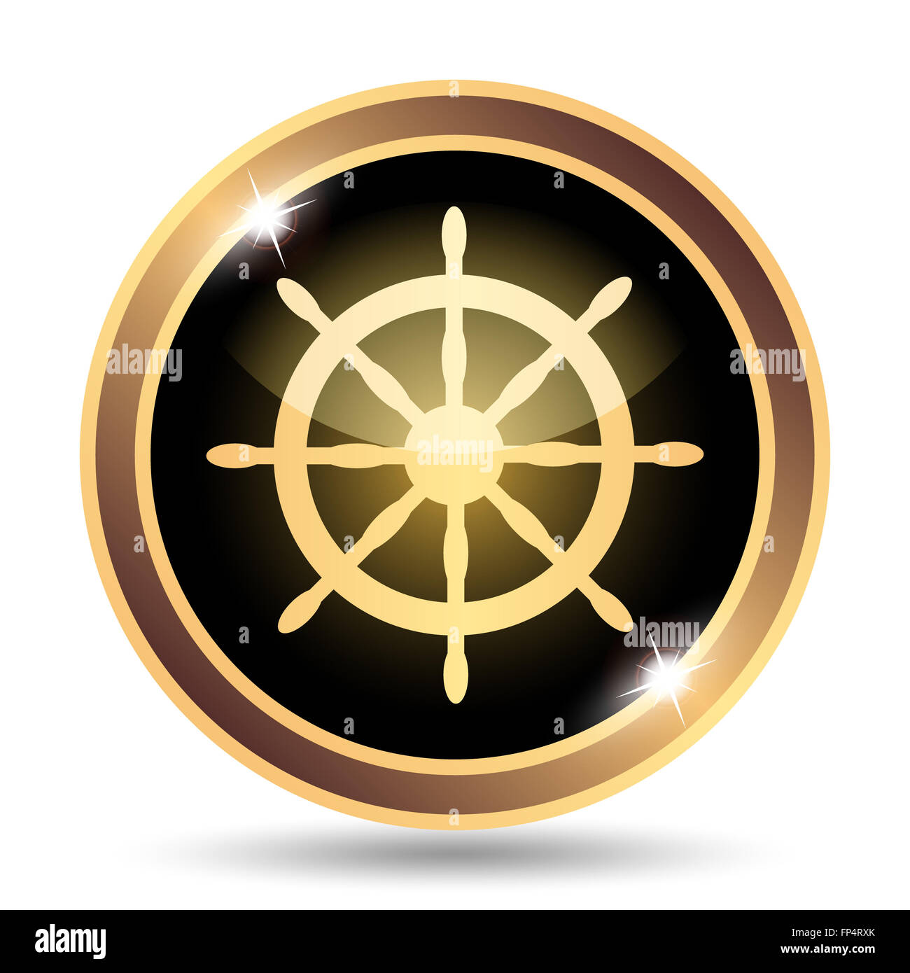 Nautical wheel. Internet button on white background Stock Photo - Alamy