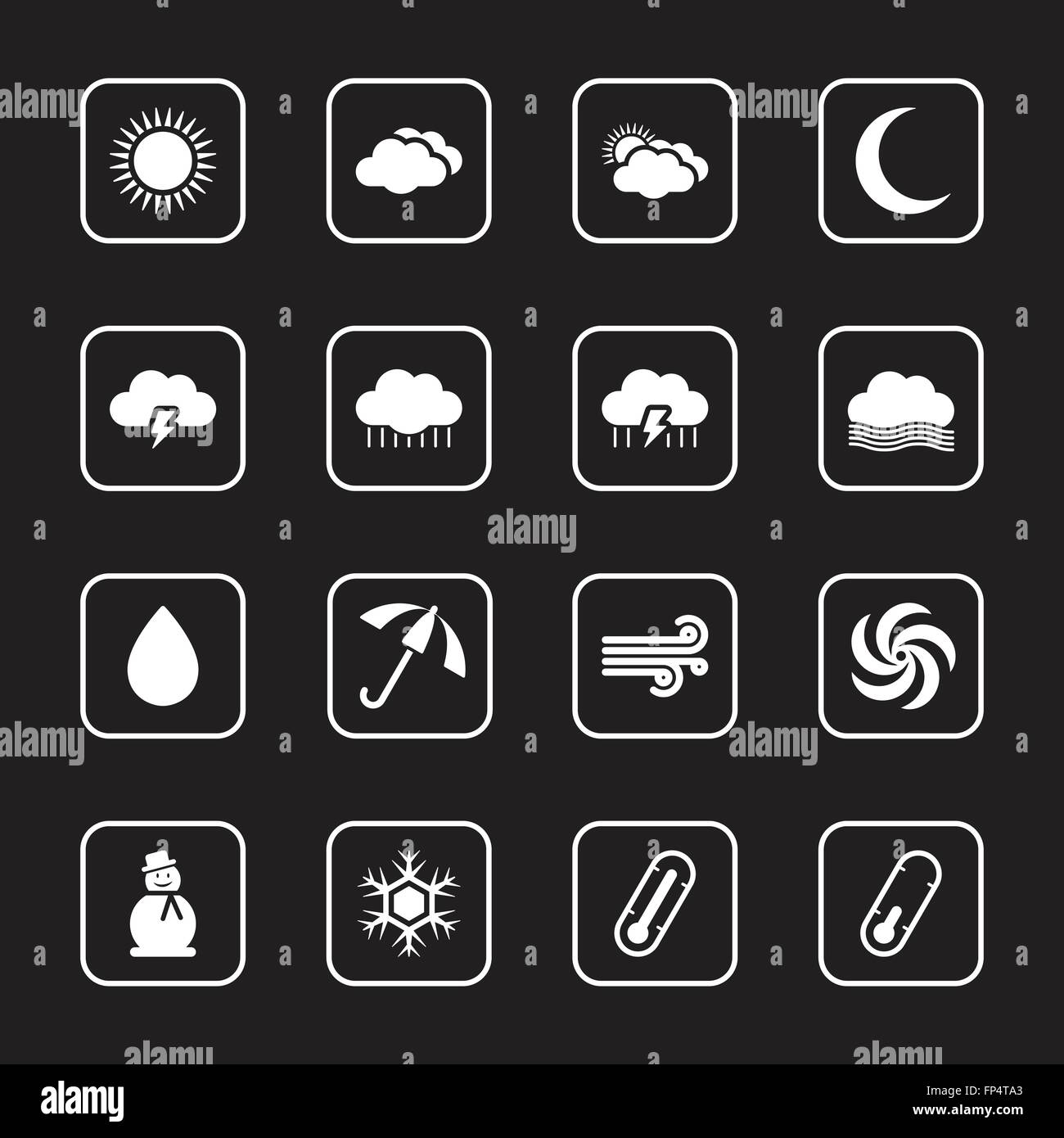 [JPEG] white flat weather icon set with rounded rectangle frame for web ...