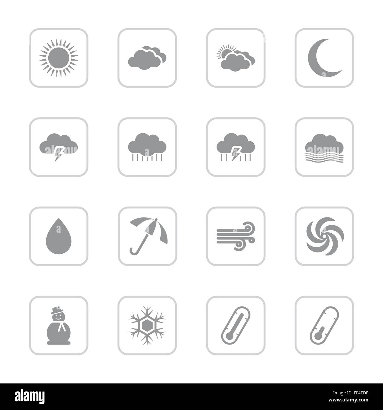 [JPEG] gray flat weather icon set with rounded rectangle frame for web, UI, infographic and ...