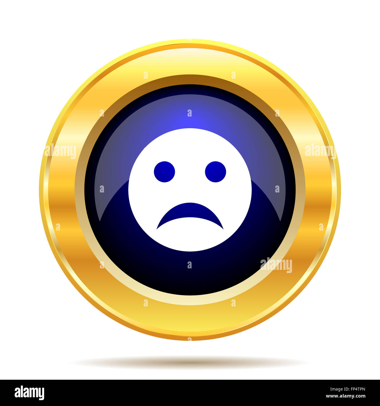 Sad smiley icon. Internet button on white background Stock Photo - Alamy