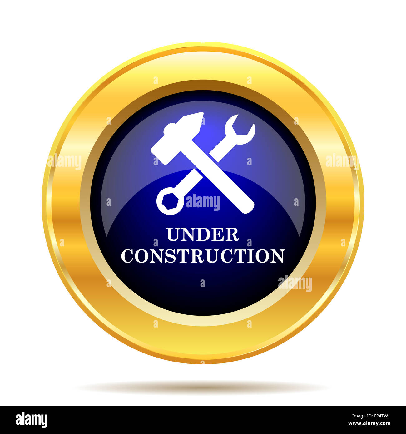 Under construction icon. Internet button on white background Stock ...