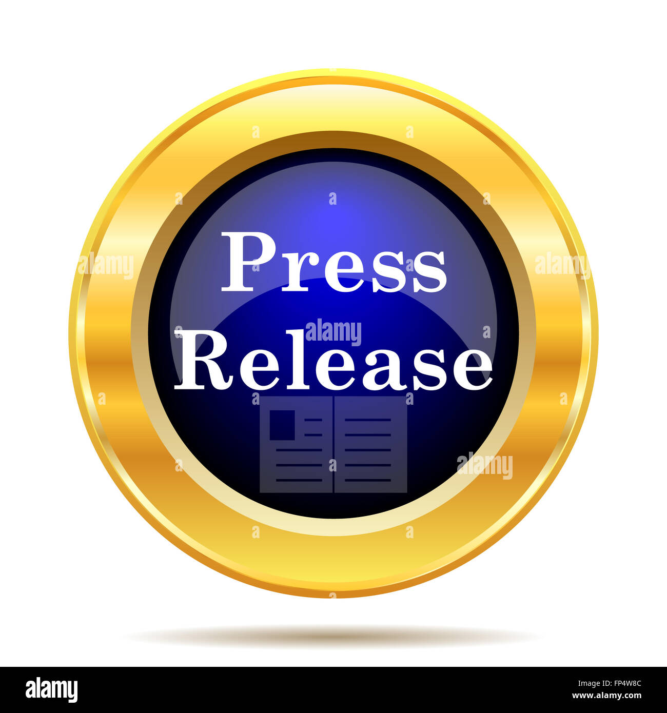 Press release icon. Internet button on white background Stock Photo - Alamy