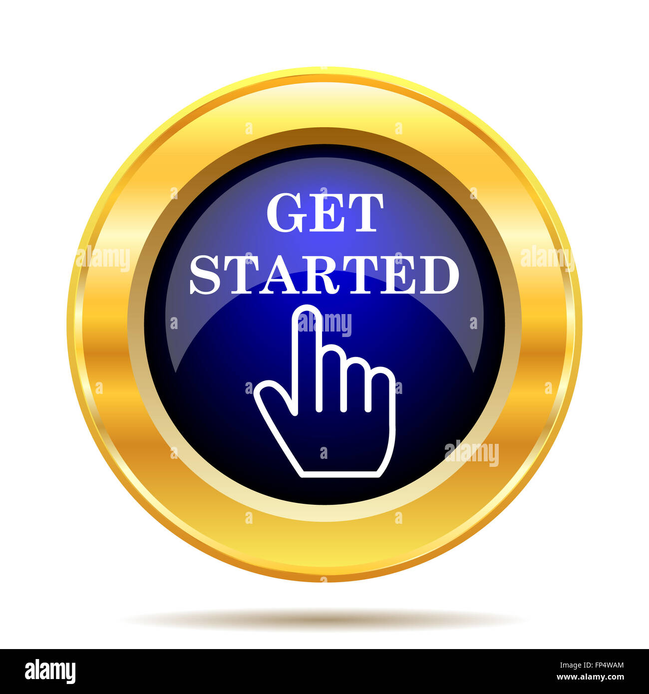 Get started icon. Internet button on white background Stock Photo - Alamy