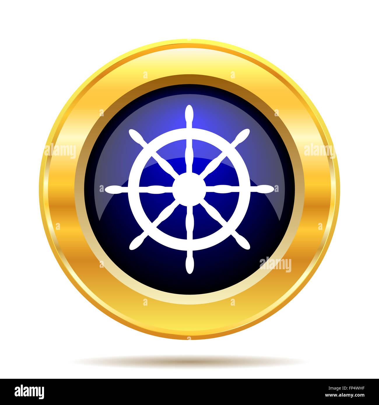 Nautical wheel. Internet button on white background Stock Photo - Alamy