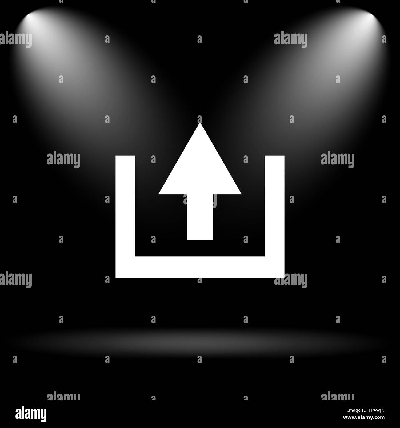 Upload icon. Internet button on black background Stock Photo - Alamy