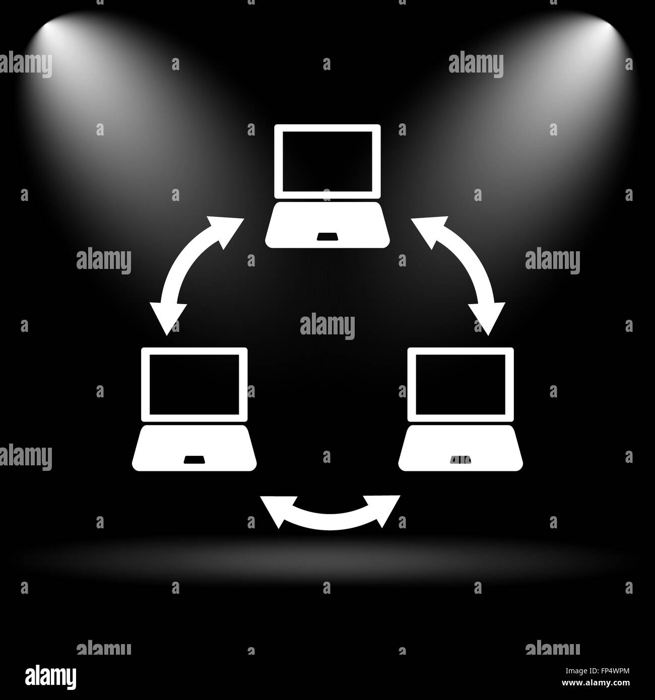 Computer network icon. Internet button on black background Stock Photo ...