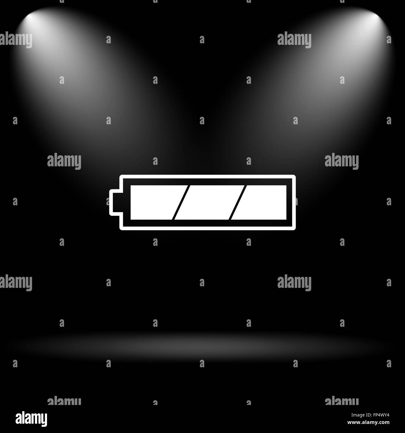 Fully charged battery icon. Internet button on black background Stock ...