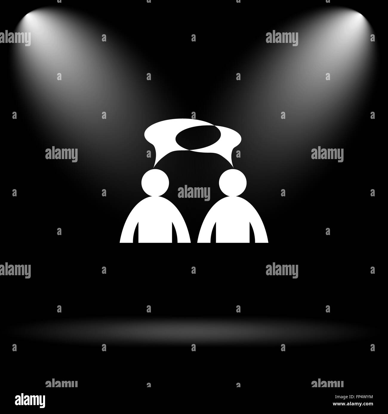 Comments icon. Internet button on black background. - men with bubbles ...