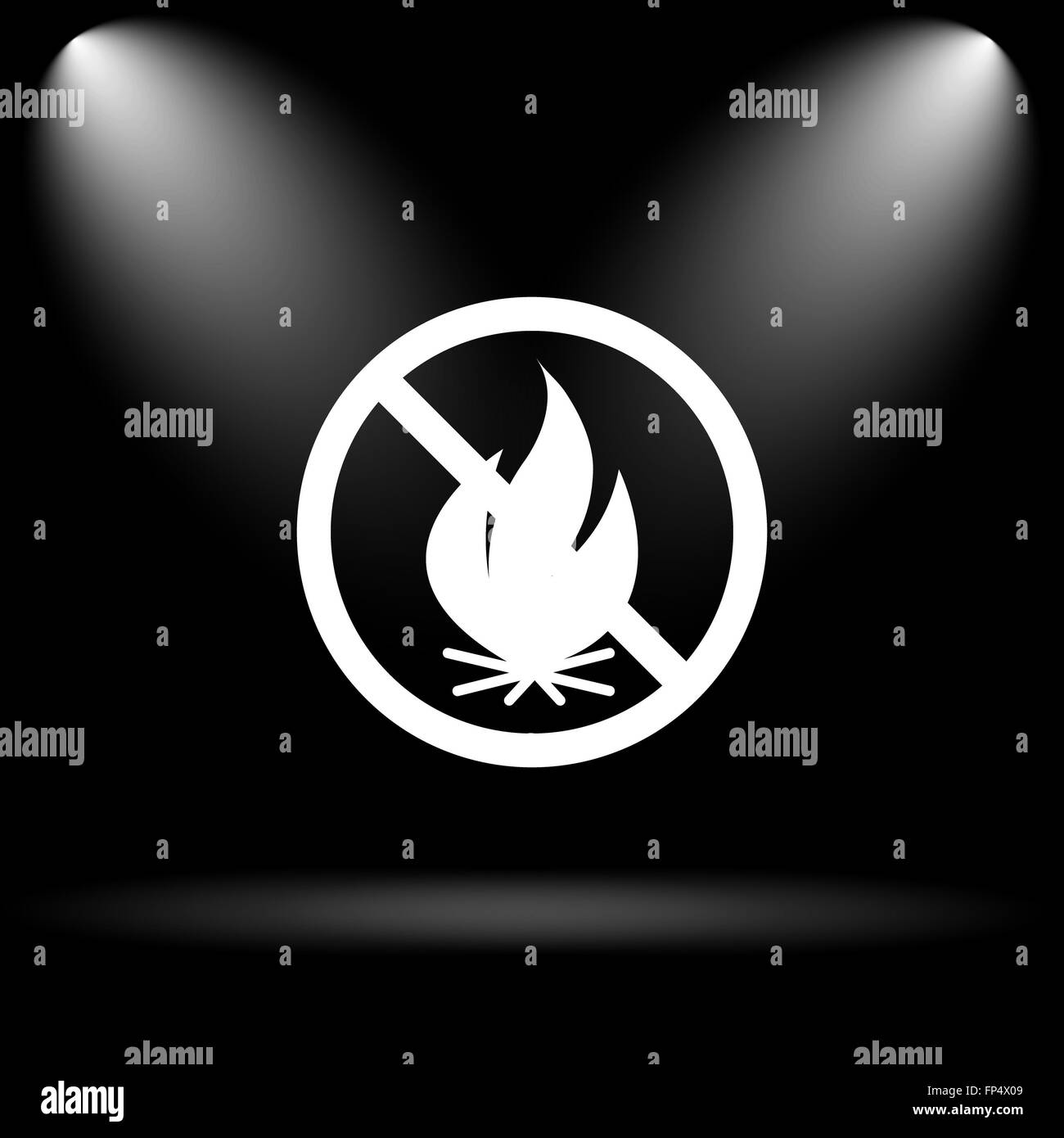 Fire forbidden icon. Internet button on black background Stock Photo ...