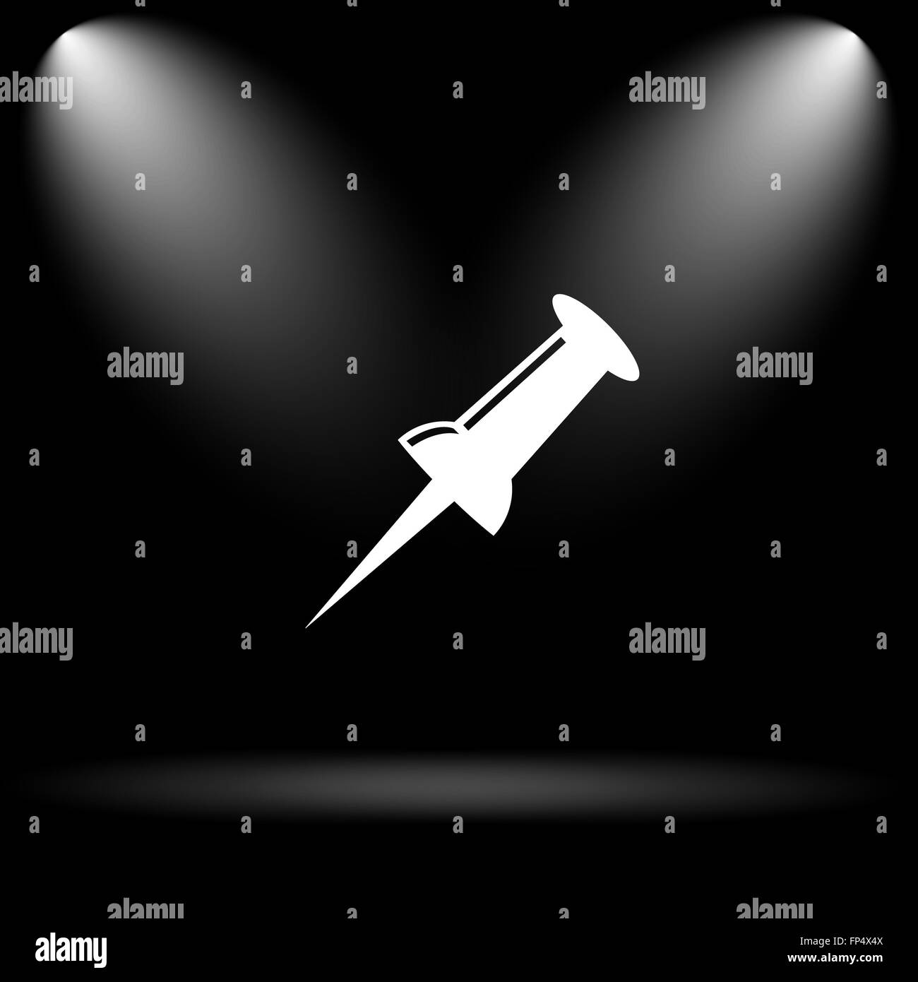 Pin icon. Internet button on black background Stock Photo - Alamy