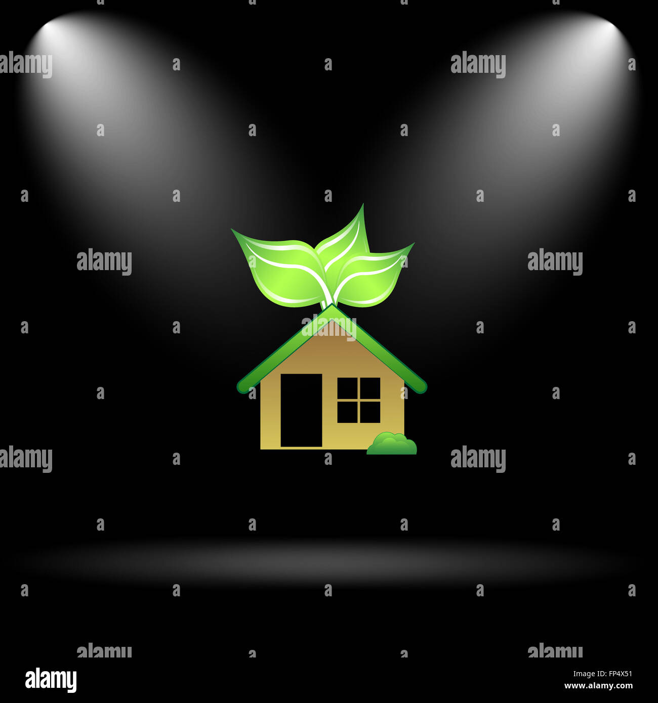 Eco house icon. Internet button on black background Stock Photo - Alamy