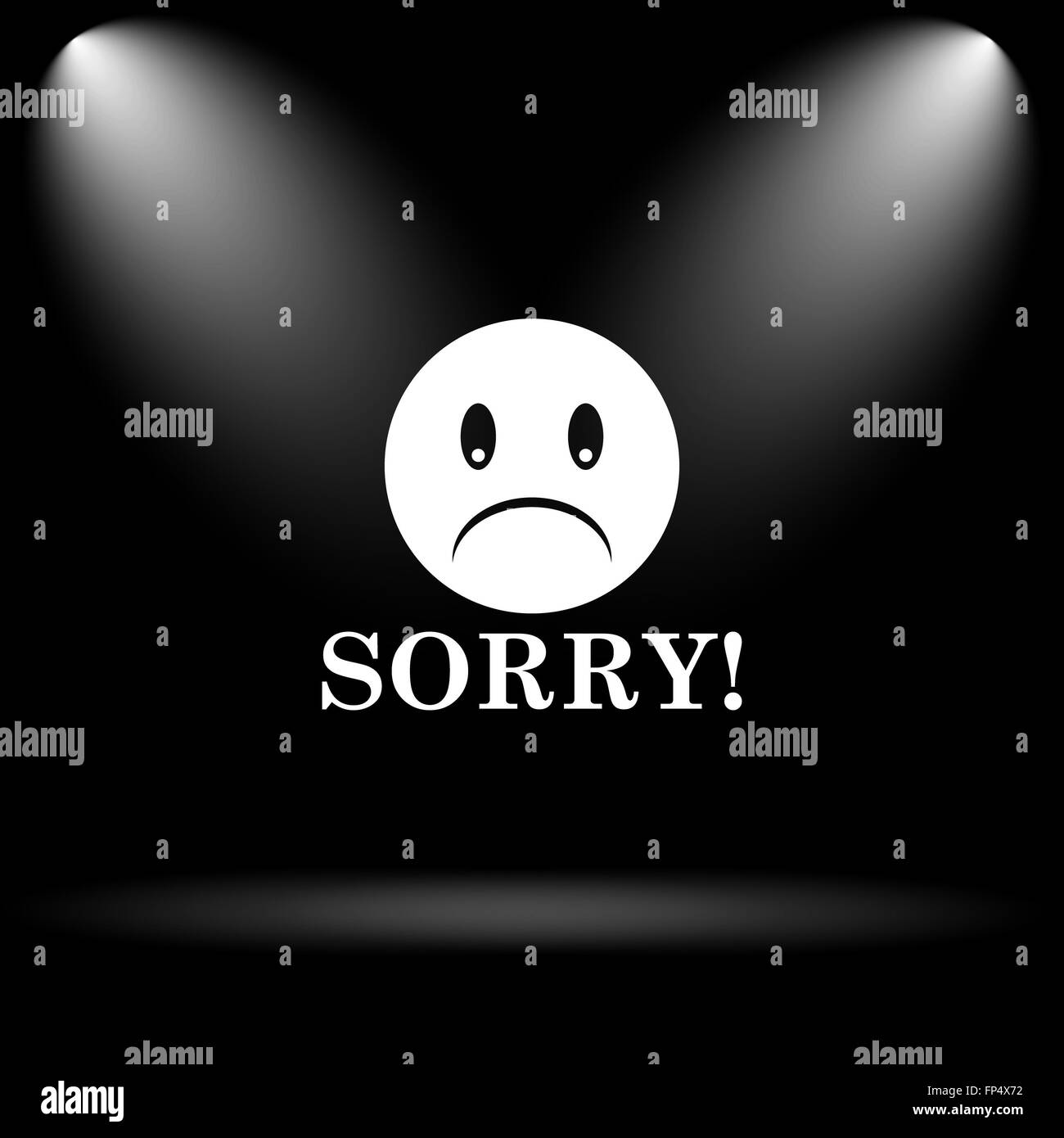 Sorry icon. Internet button on black background Stock Photo - Alamy