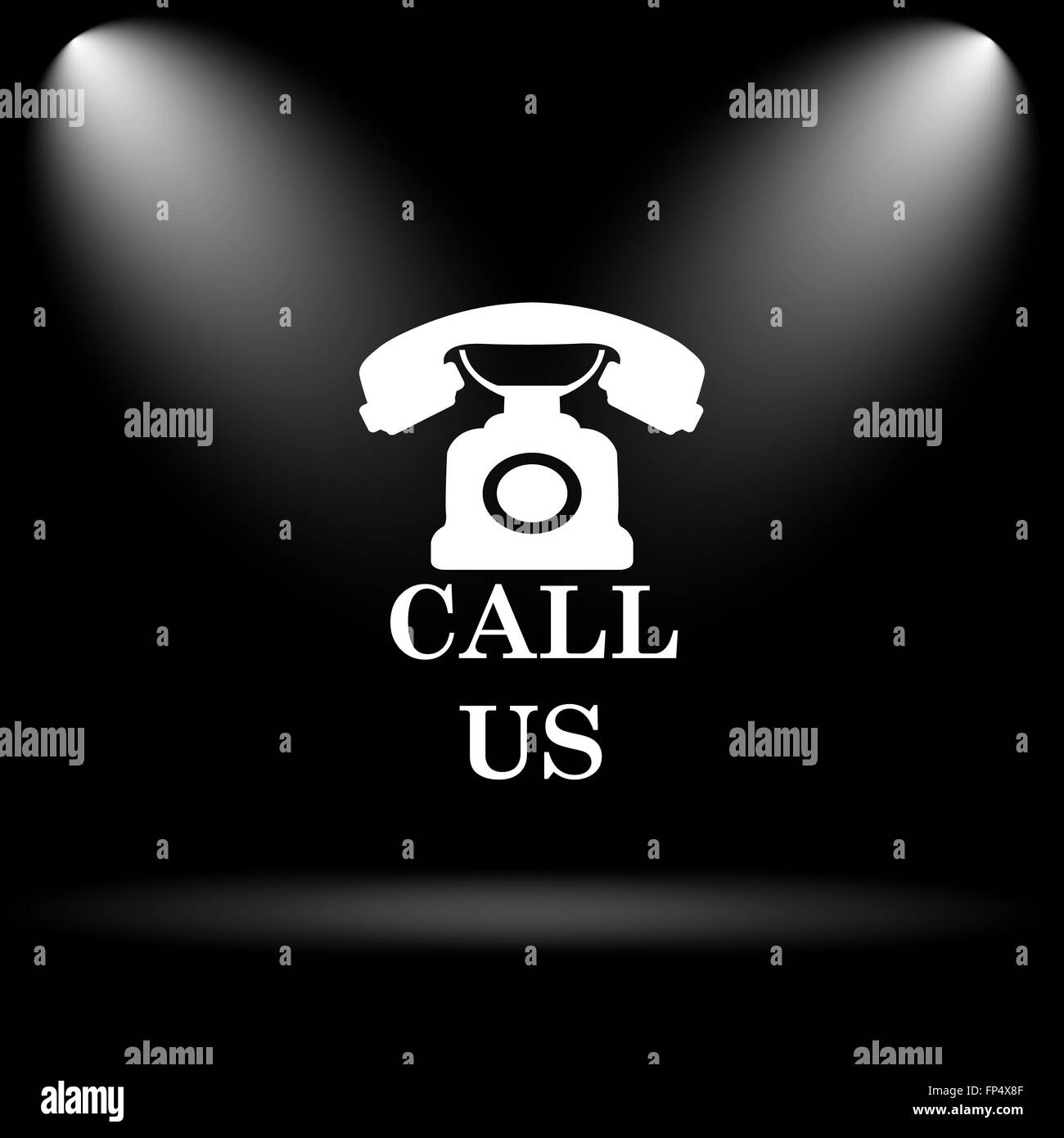 Call us icon. Internet button on black background Stock Photo - Alamy