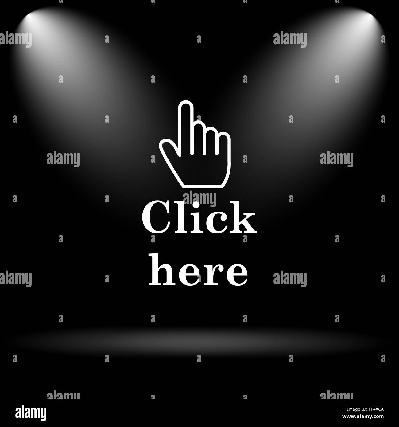 Click here icon. Internet button on black background Stock Photo - Alamy