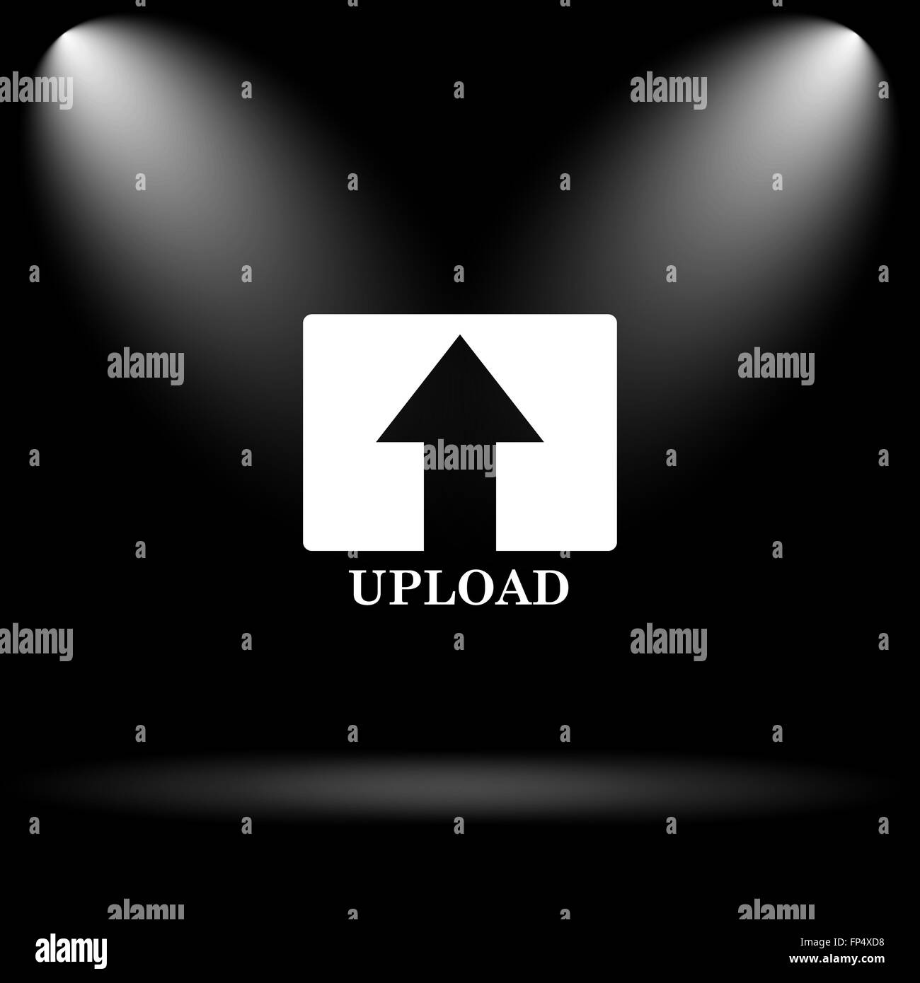 Upload icon. Internet button on black background Stock Photo - Alamy