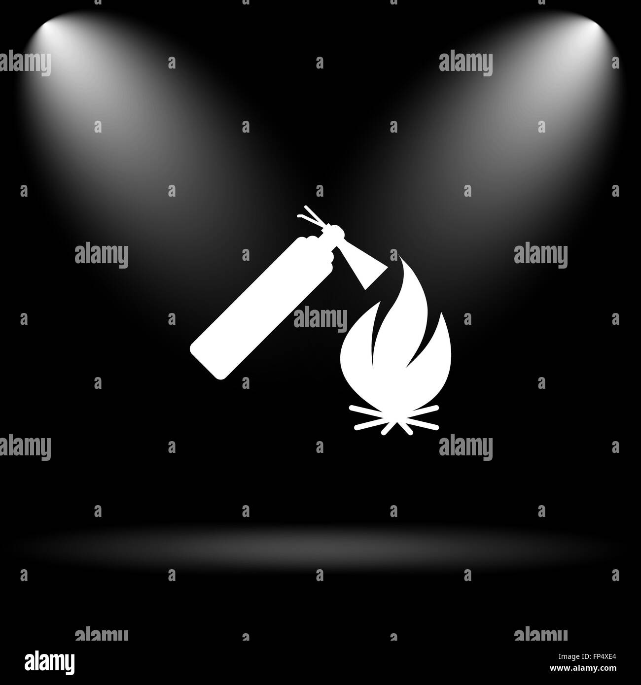 Fire icon. Internet button on black background Stock Photo - Alamy