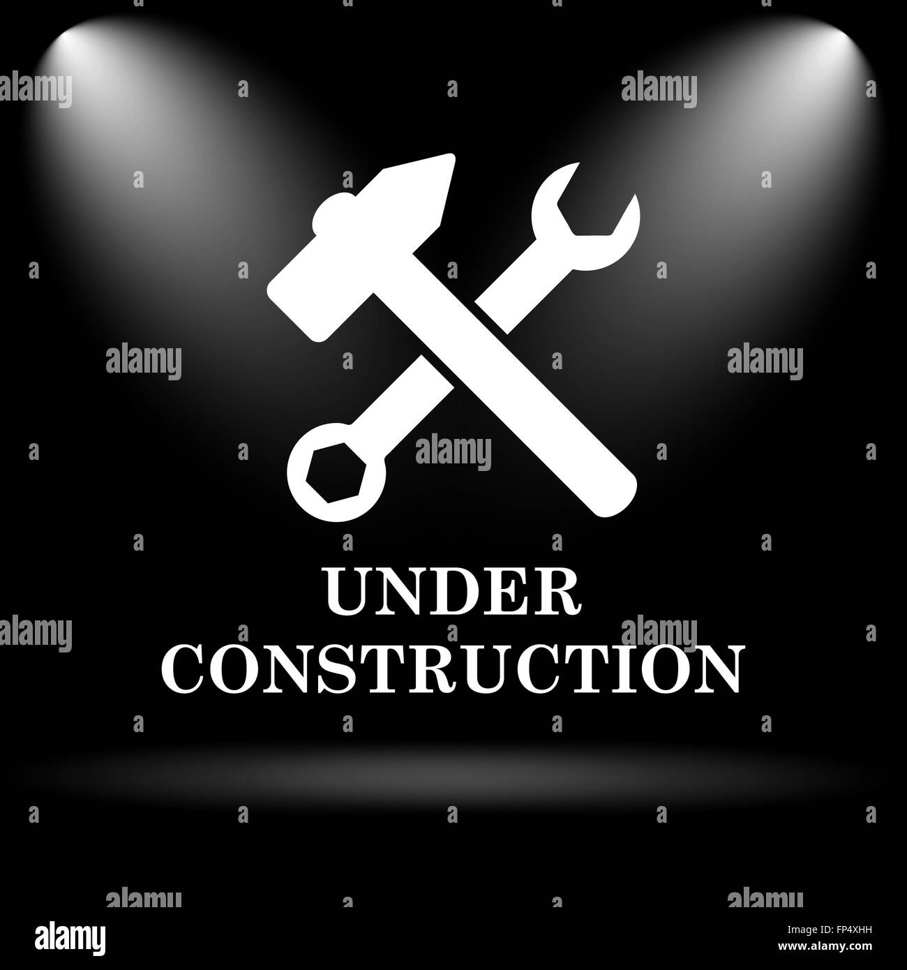 Under construction icon. Internet button on black background Stock ...