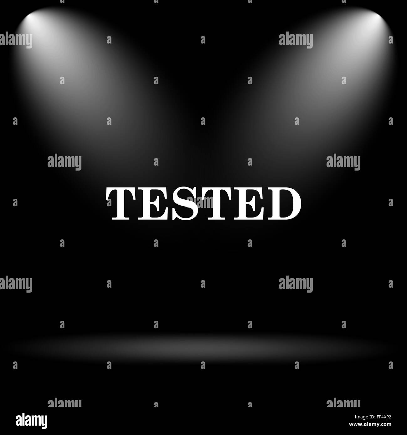 Tested icon. Internet button on black background Stock Photo - Alamy