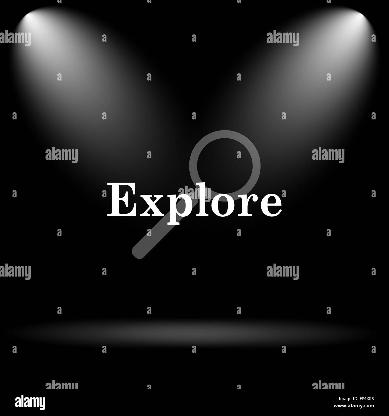 Explore icon. Internet button on black background Stock Photo - Alamy