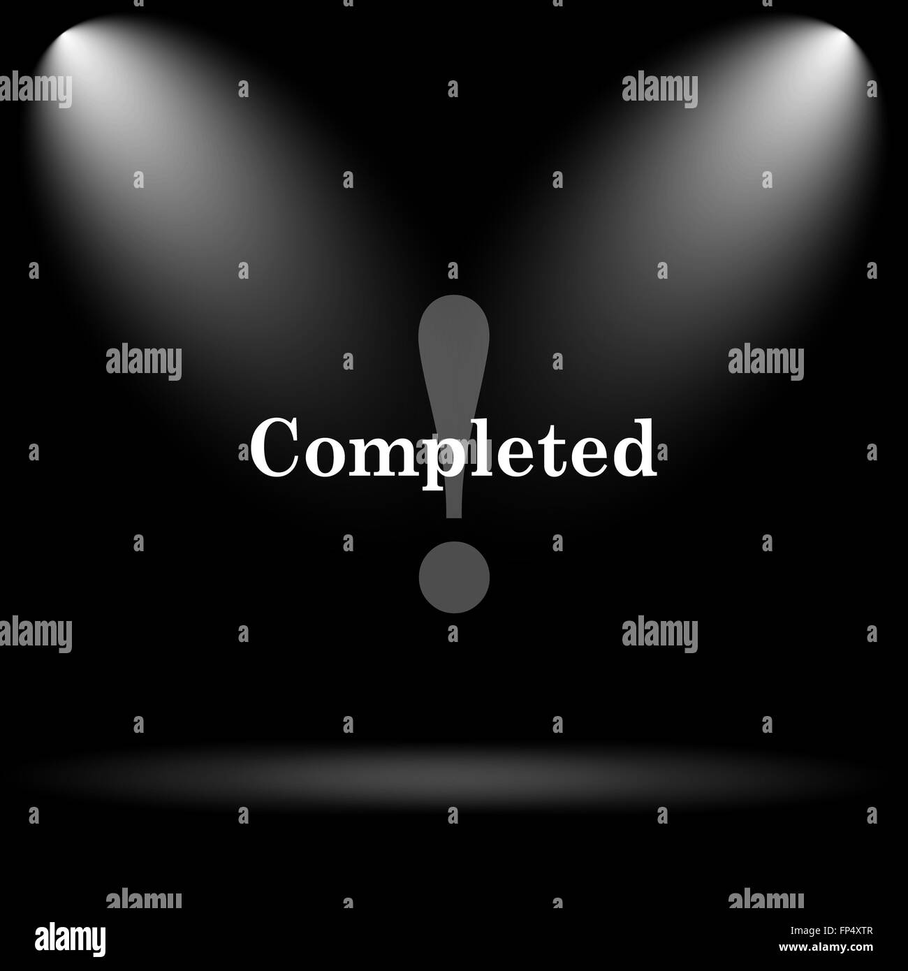 Completed icon. Internet button on black background Stock Photo - Alamy