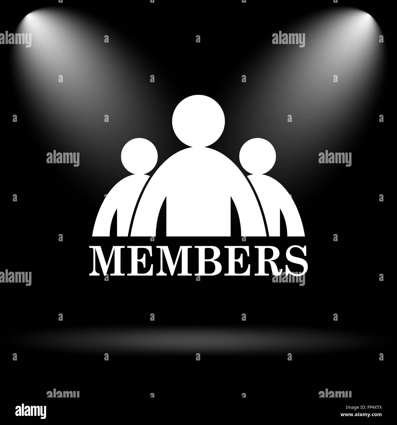 Members icon. Internet button on black background Stock Photo - Alamy
