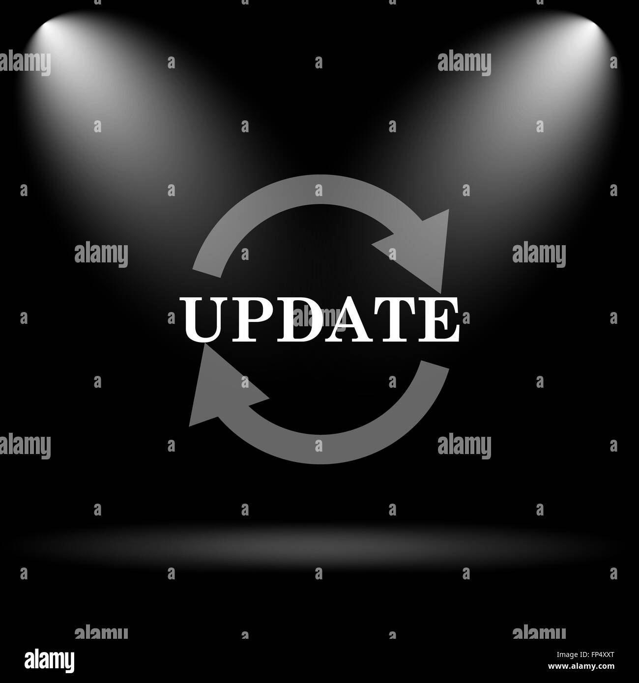 Update icon. Internet button on black background Stock Photo - Alamy