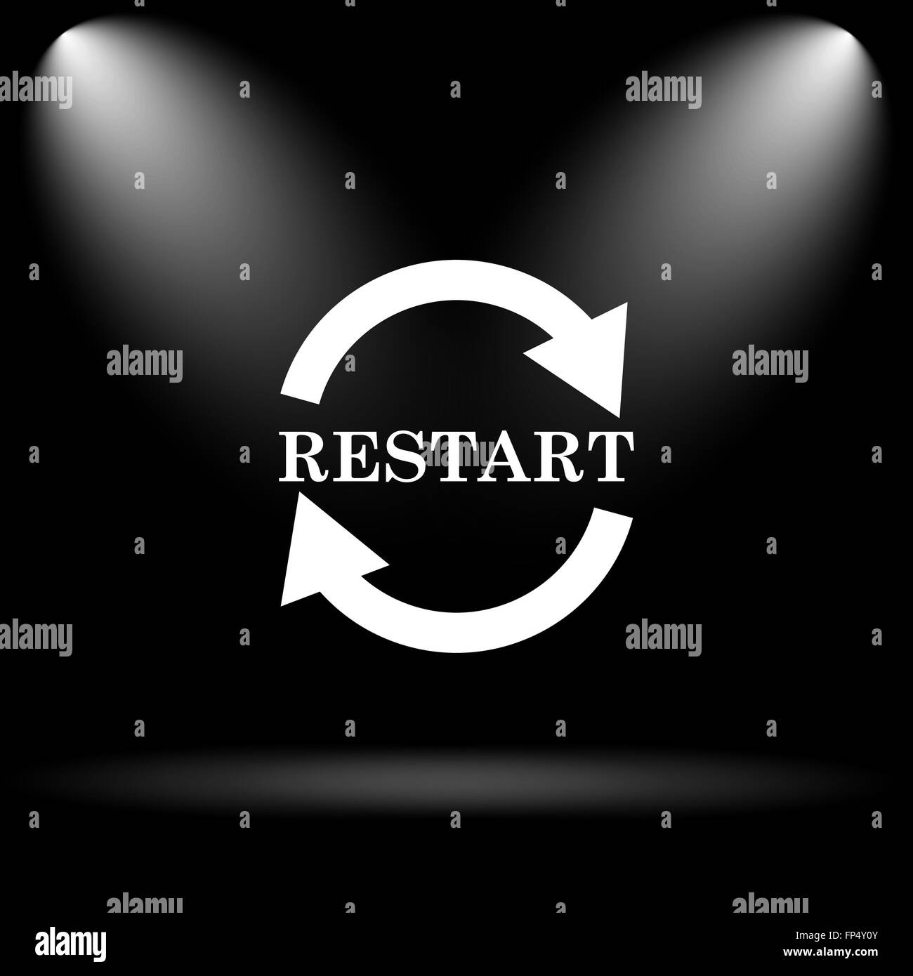 Restart icon. Internet button on black background Stock Photo - Alamy