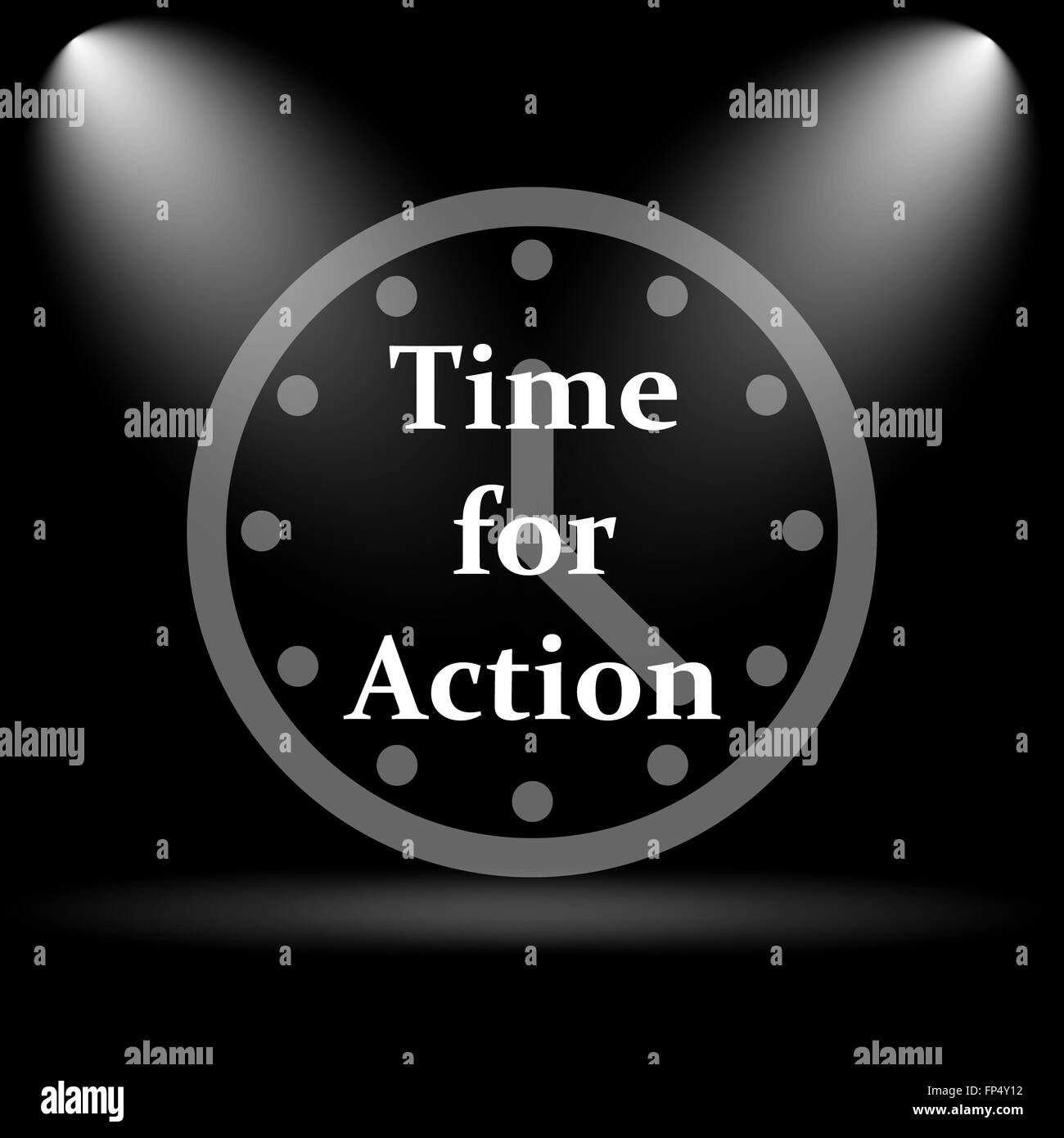 Time for action icon. Internet button on black background Stock Photo ...