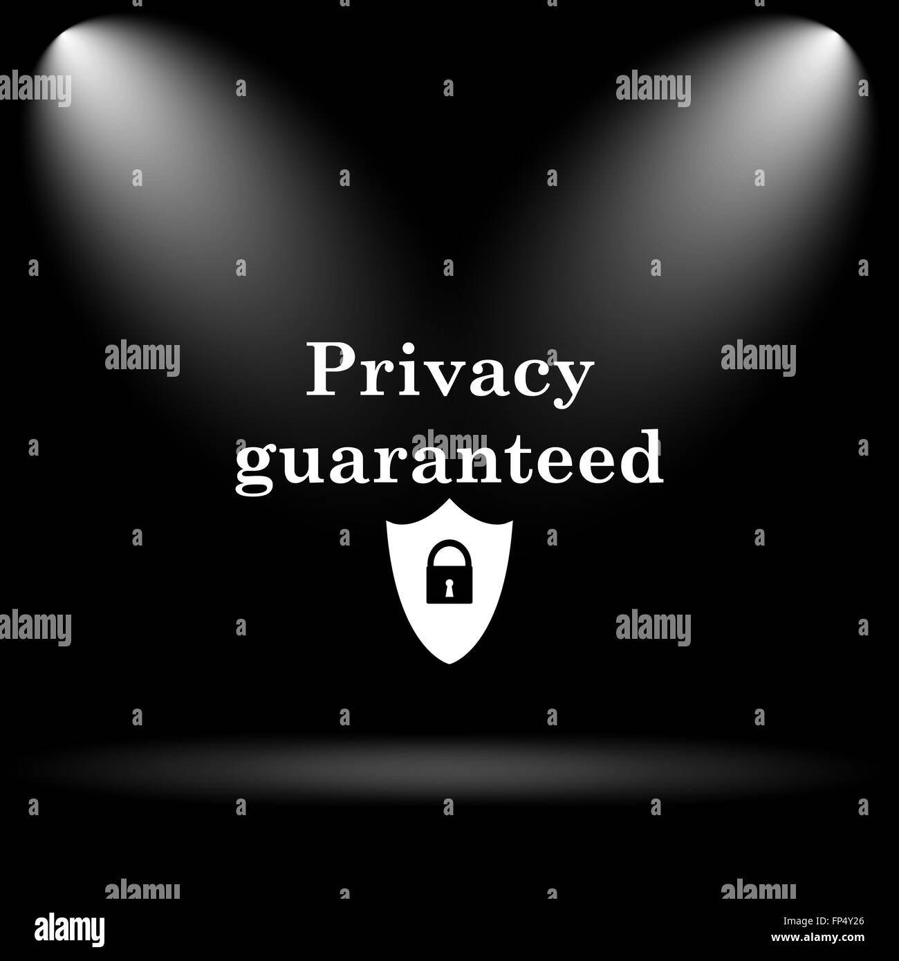 Privacy guaranteed icon. Internet button on black background Stock ...