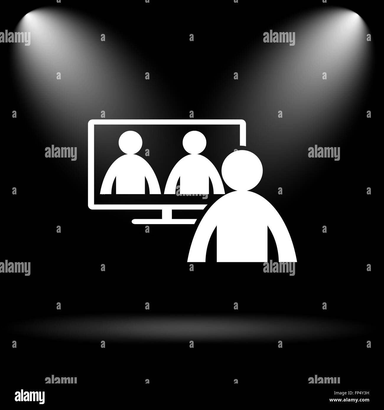 Video conference, online meeting icon. Internet button on black ...