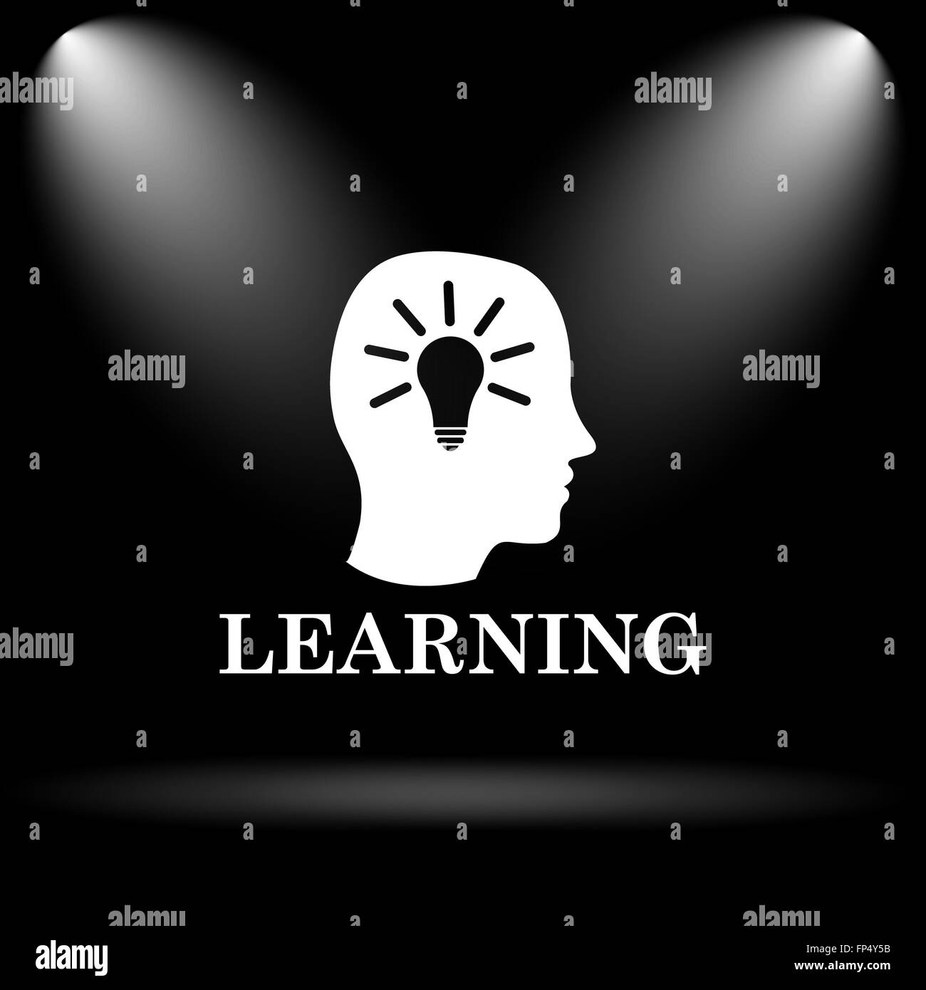 Learning icon. Internet button on black background Stock Photo - Alamy