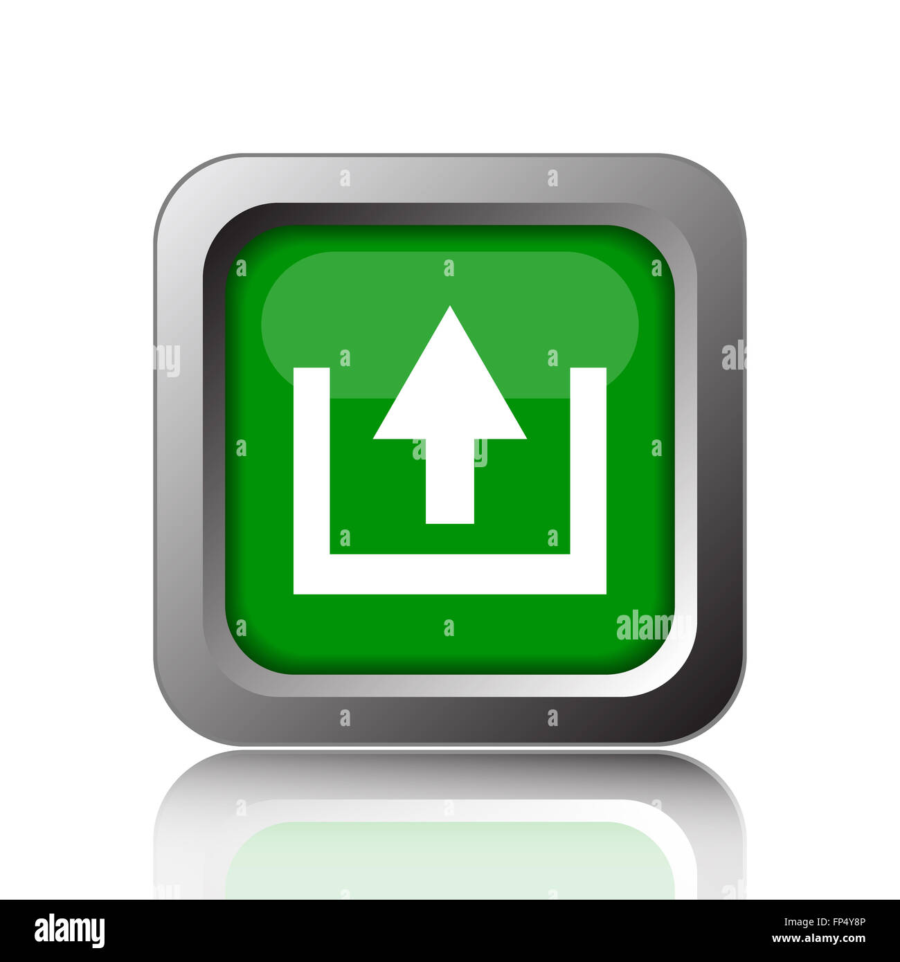Upload icon. Internet button on black background Stock Photo - Alamy