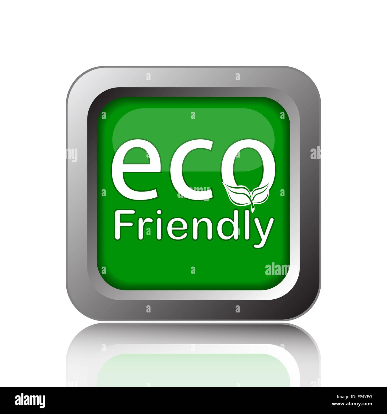 Eco Friendly icon. Internet button on black background Stock Photo - Alamy