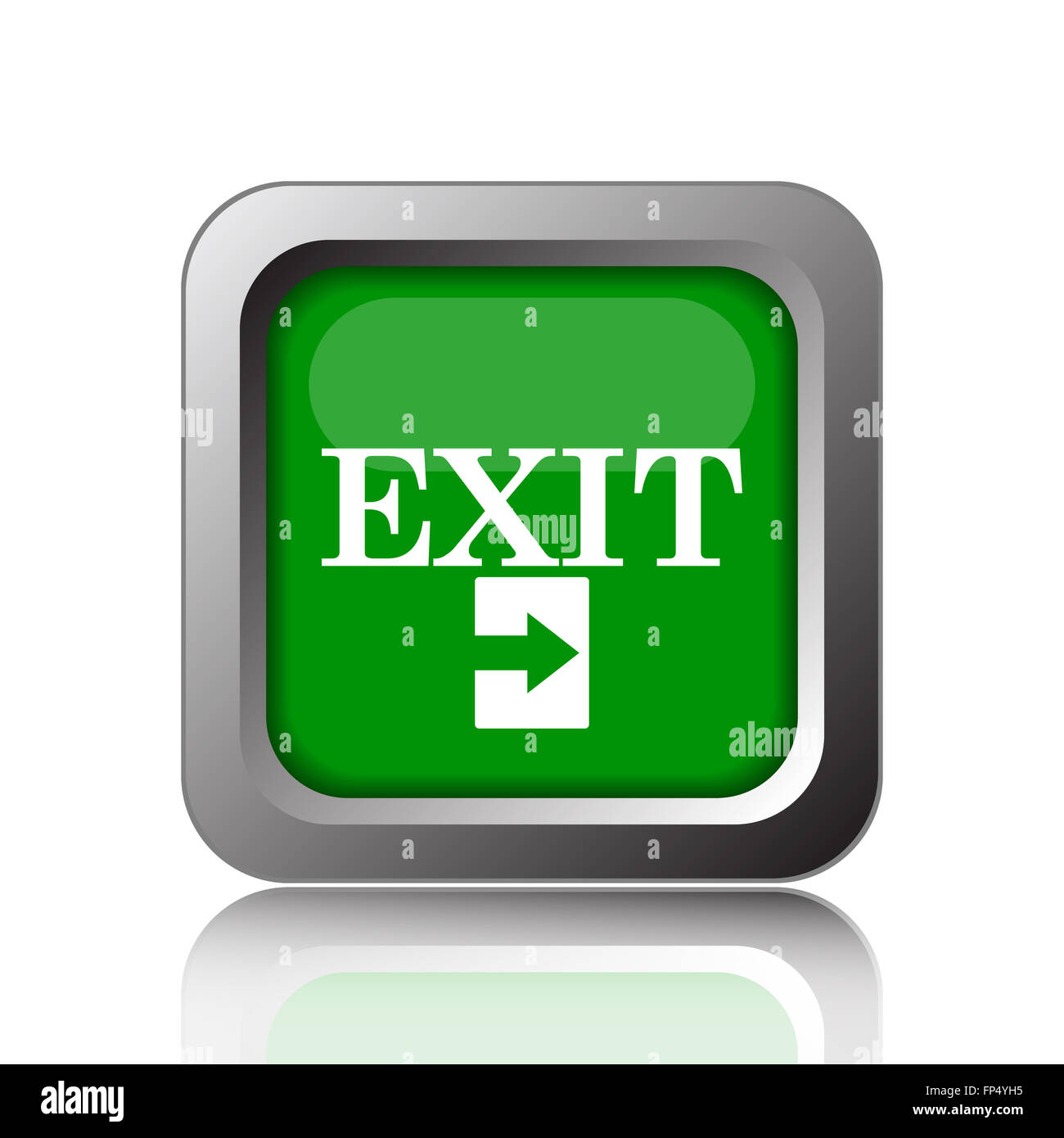Exit icon. Internet button on black background Stock Photo - Alamy