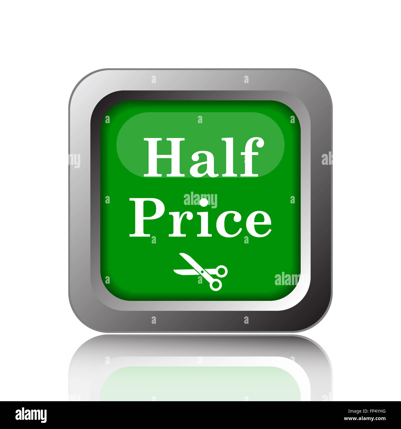 Half price icon. Internet button on black background Stock Photo - Alamy