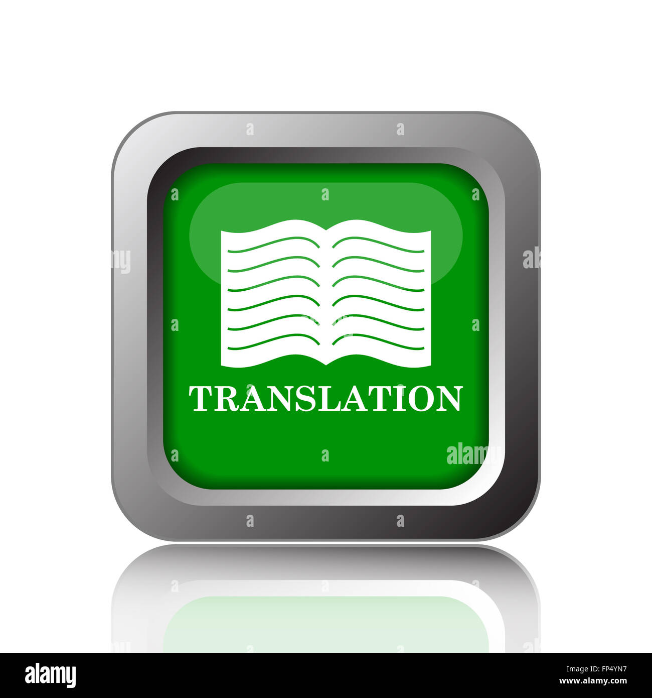 Translation book icon. Internet button on black background Stock Photo ...