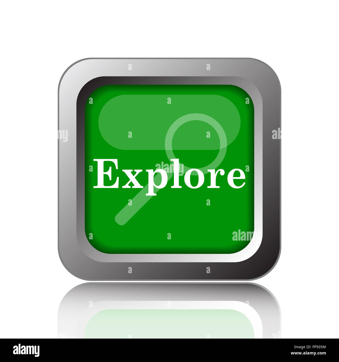 Explore icon. Internet button on black background Stock Photo - Alamy