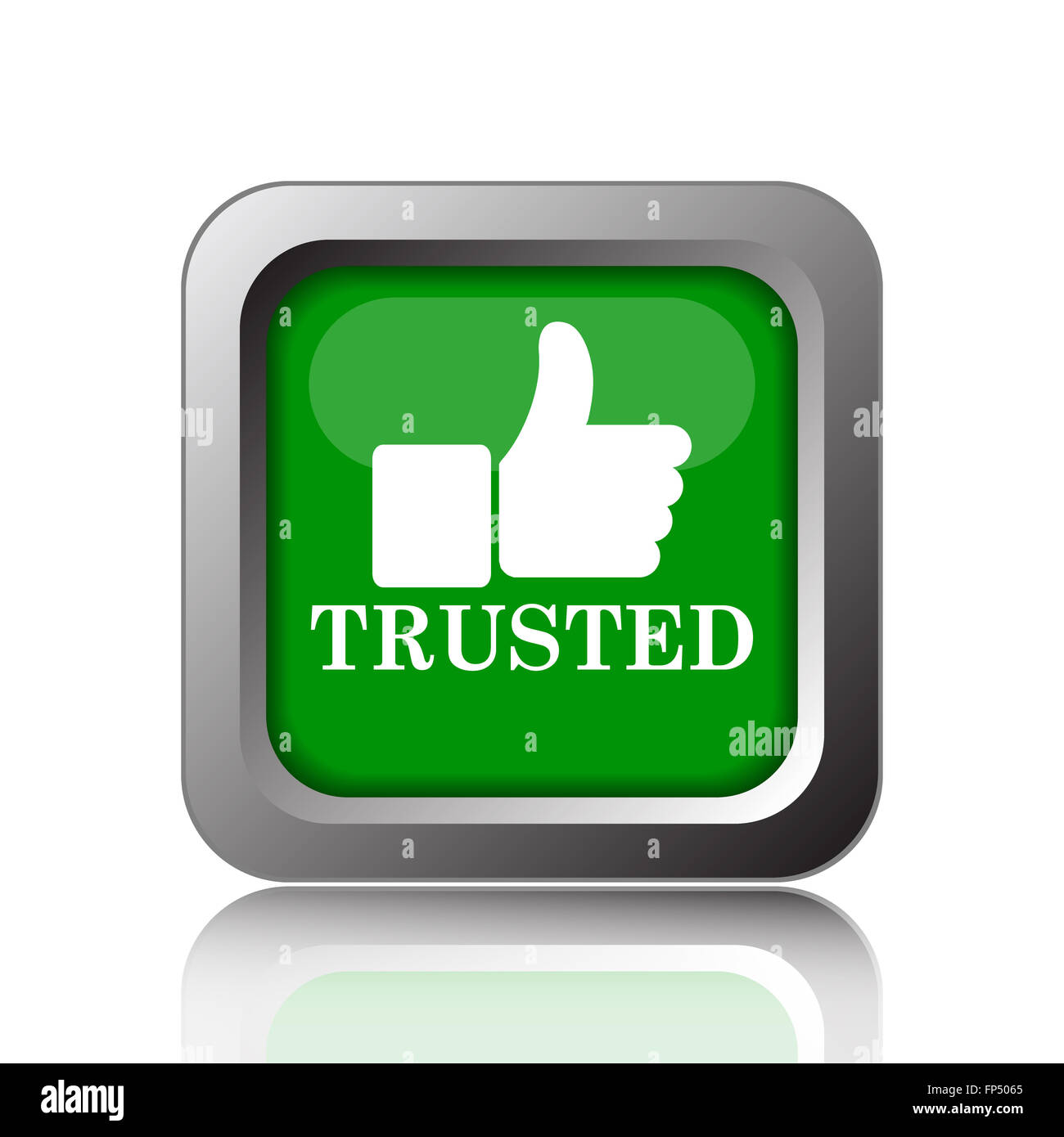 Trusted icon. Internet button on black background Stock Photo - Alamy