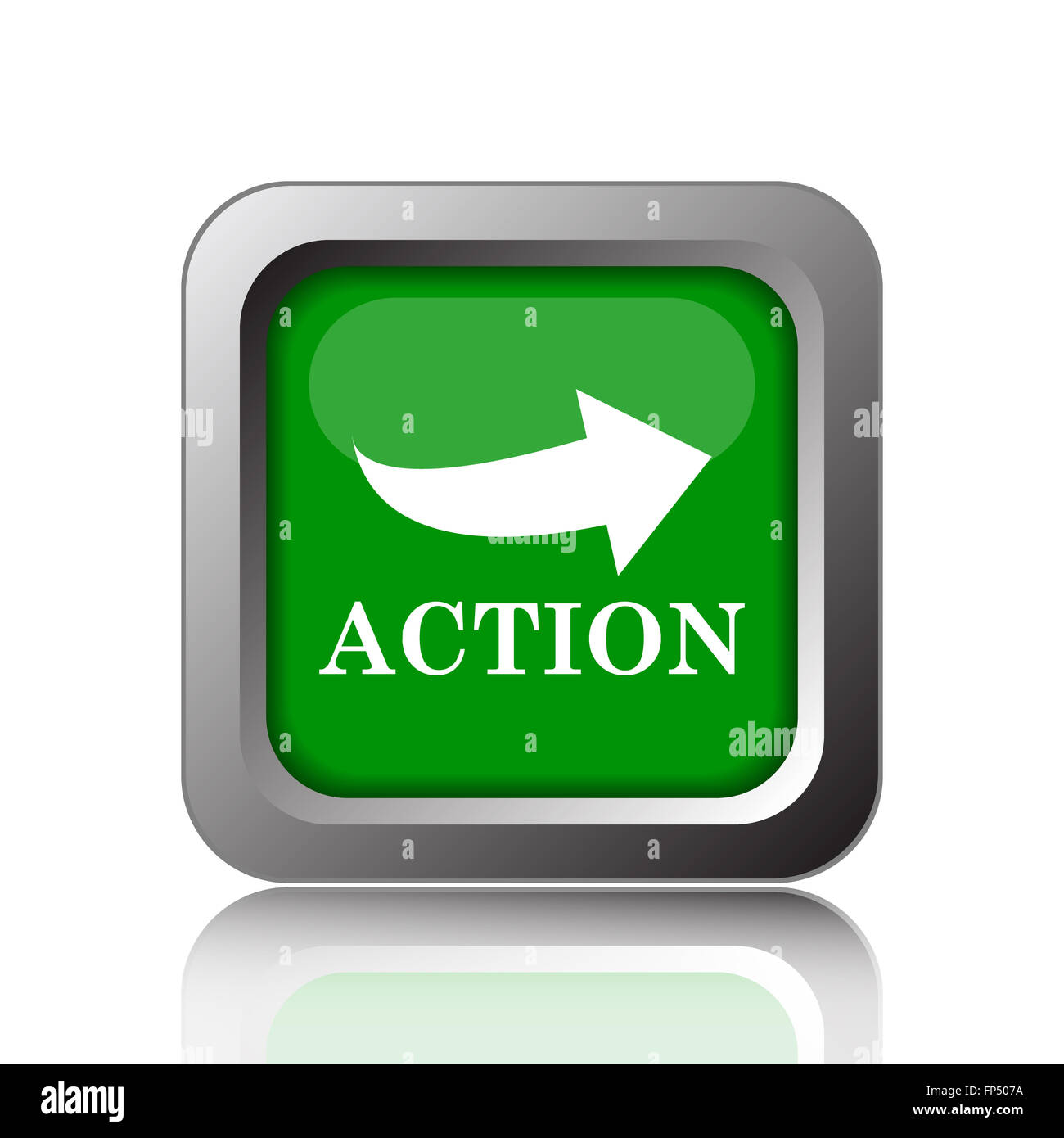 Action icon. Internet button on black background Stock Photo - Alamy