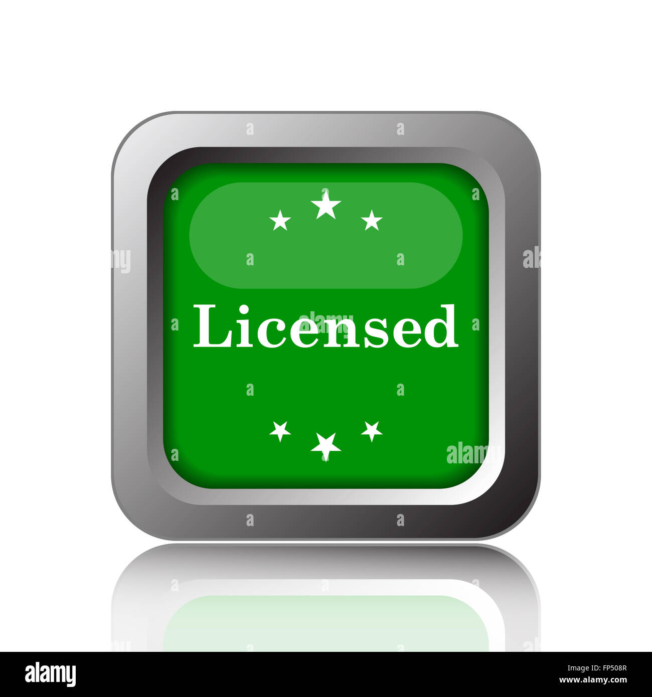 Licensed icon. Internet button on black background Stock Photo - Alamy