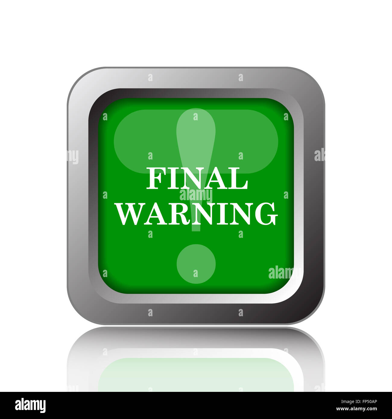 Final warning icon. Internet button on black background Stock Photo - Alamy