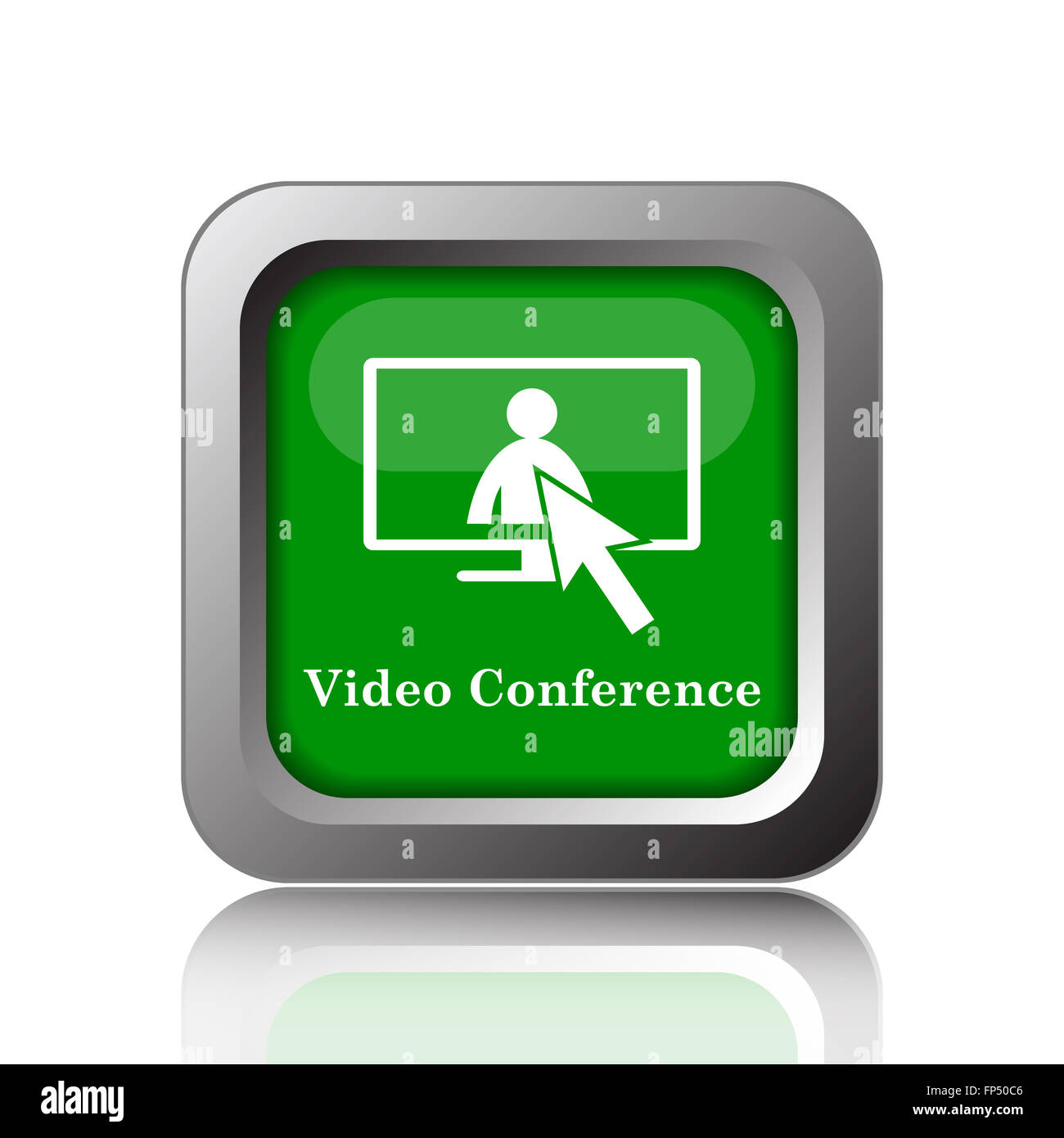 Video conference, online meeting icon. Internet button on black ...