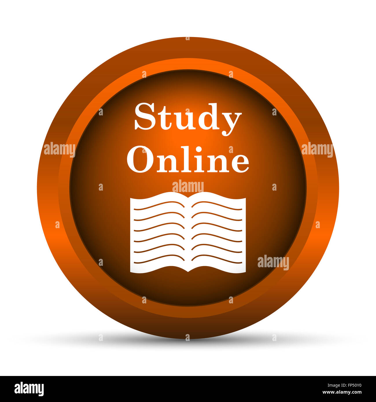 Study online icon. Internet button on white background Stock Photo - Alamy