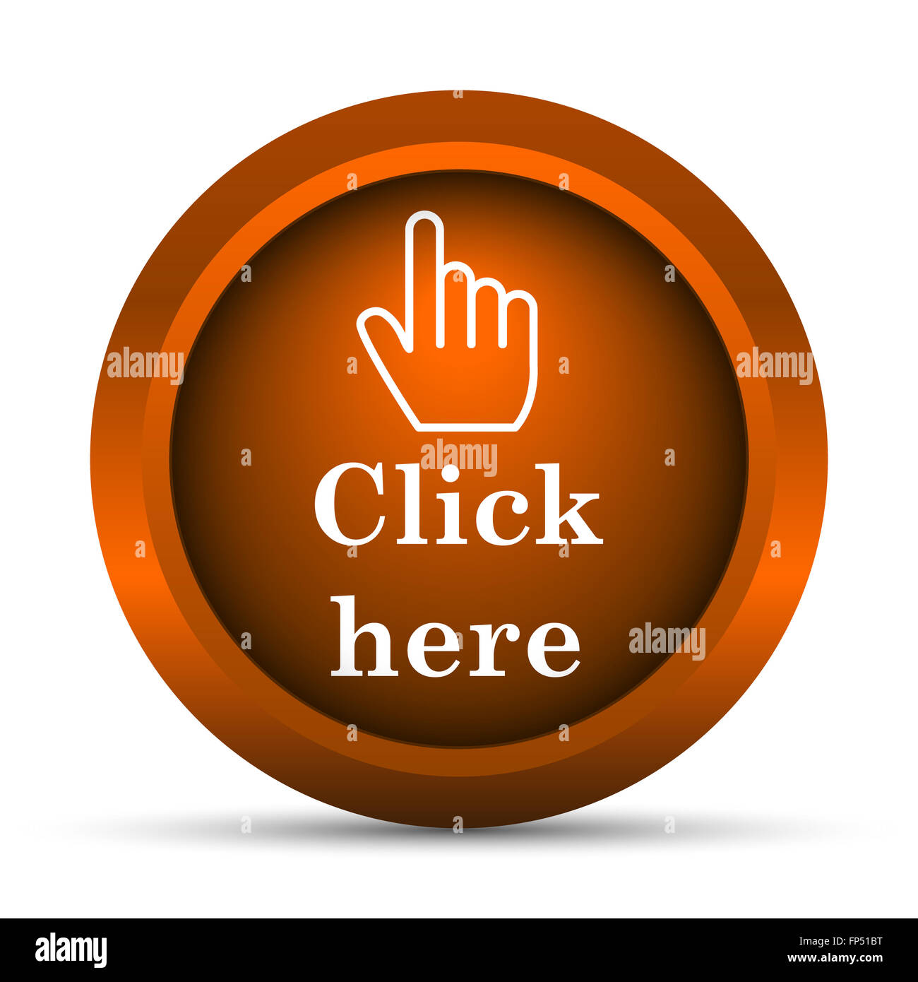 Click here icon. Internet button on white background Stock Photo - Alamy