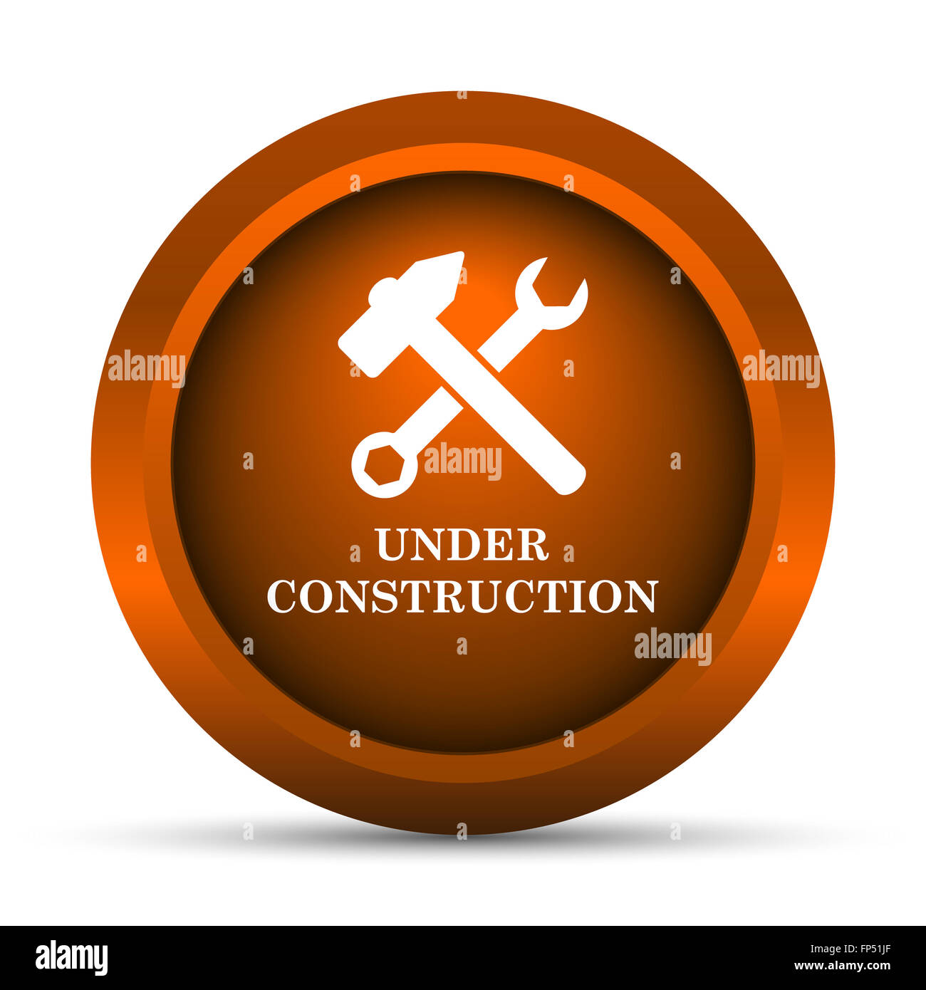 Under construction icon. Internet button on white background Stock ...