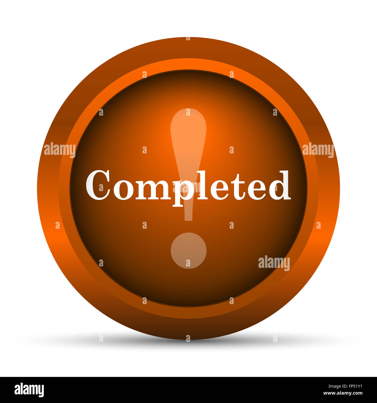 Completed icon. Internet button on white background Stock Photo - Alamy