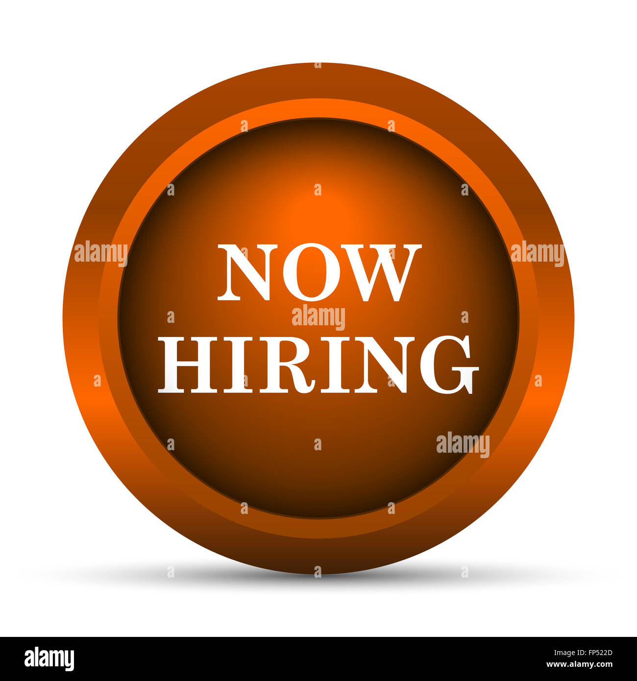 Now hiring icon. Internet button on white background Stock Photo - Alamy